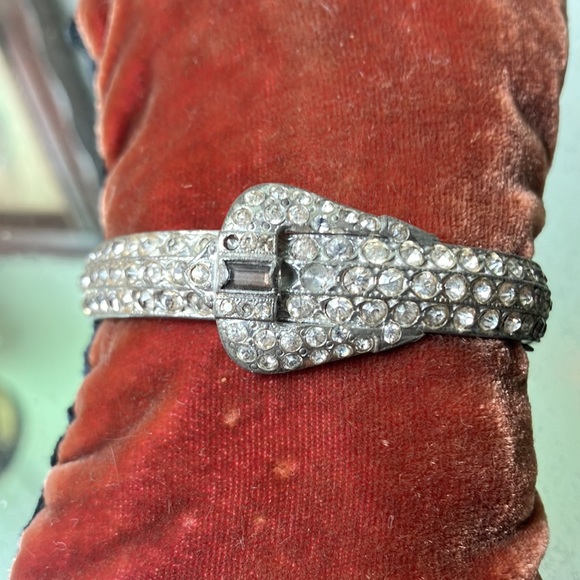 Jewelry | Antiquevintage Art Deco Paste Rhinestone Bucklestyle Bangle ...